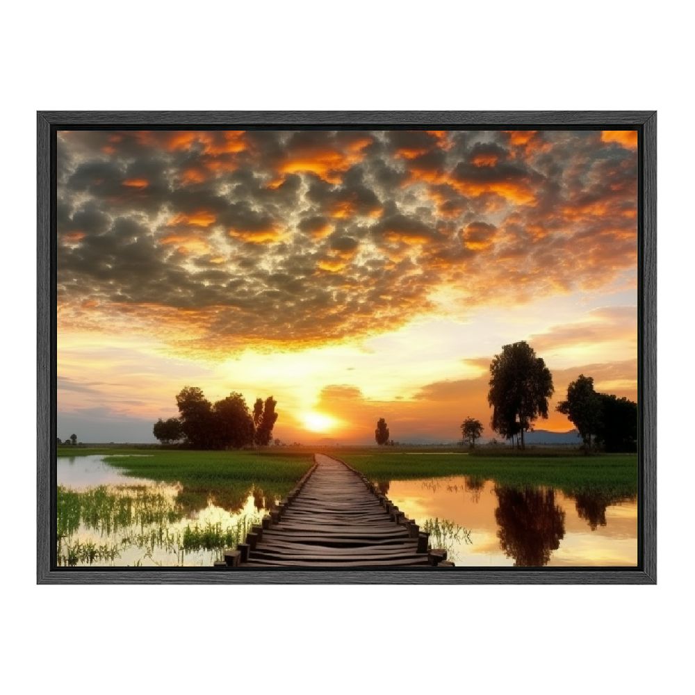 QFMY Hardy Gallery Sunset Landscape Painting: Boardwalk Stair to Heavy ...