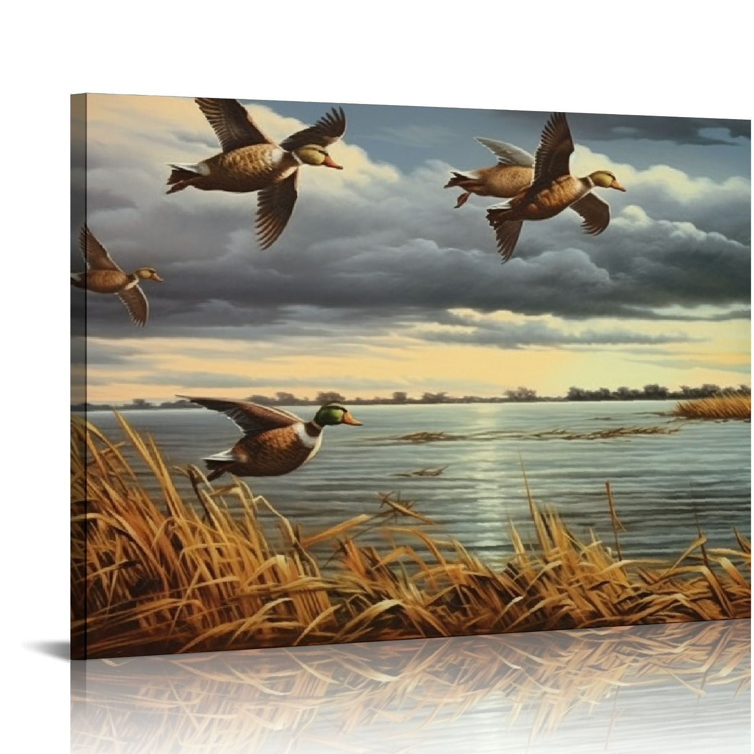 QFMY Hunting Flying Wild Ducks Poster Painting Canvas Wall Art Living ...