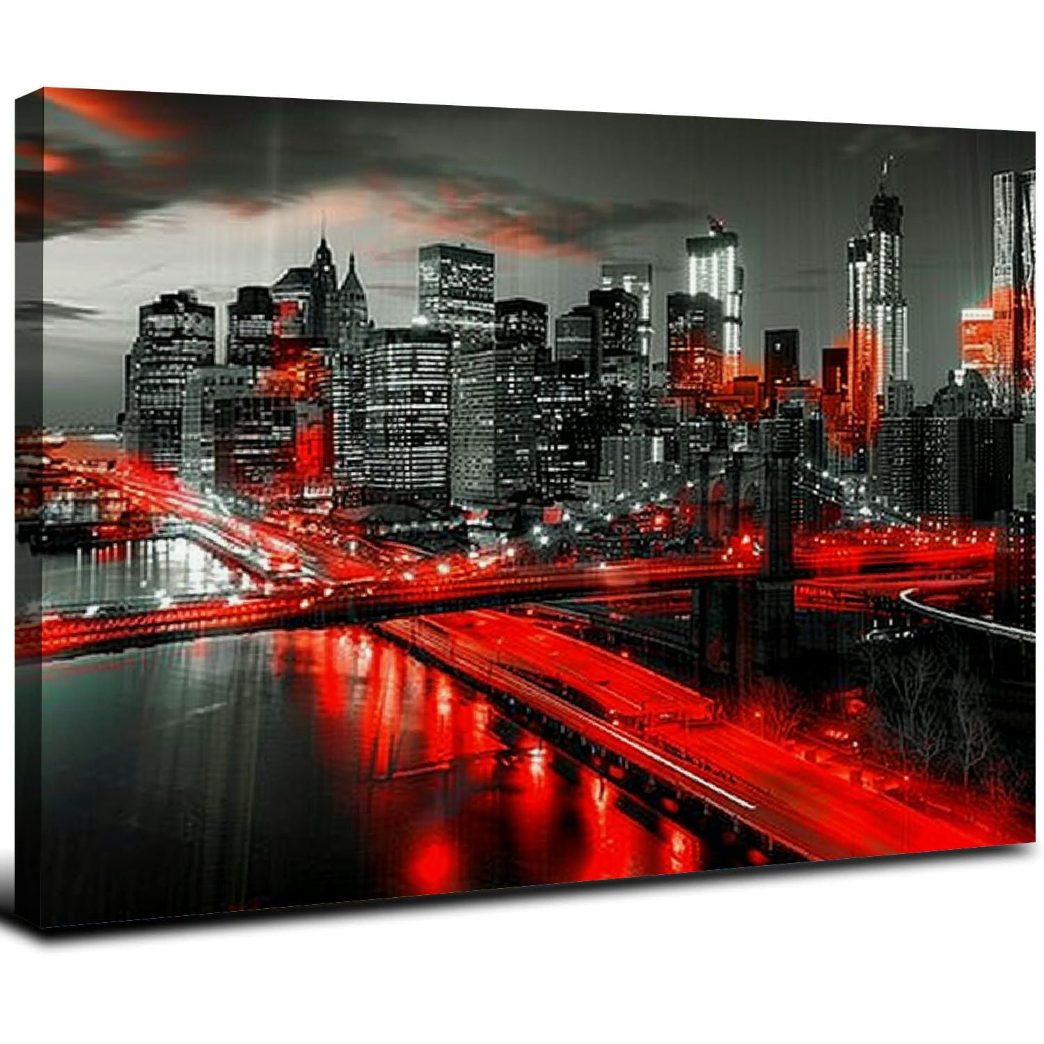 QFMY Large New York City Wall Art Brooklyn Bridge Night View Picture ...
