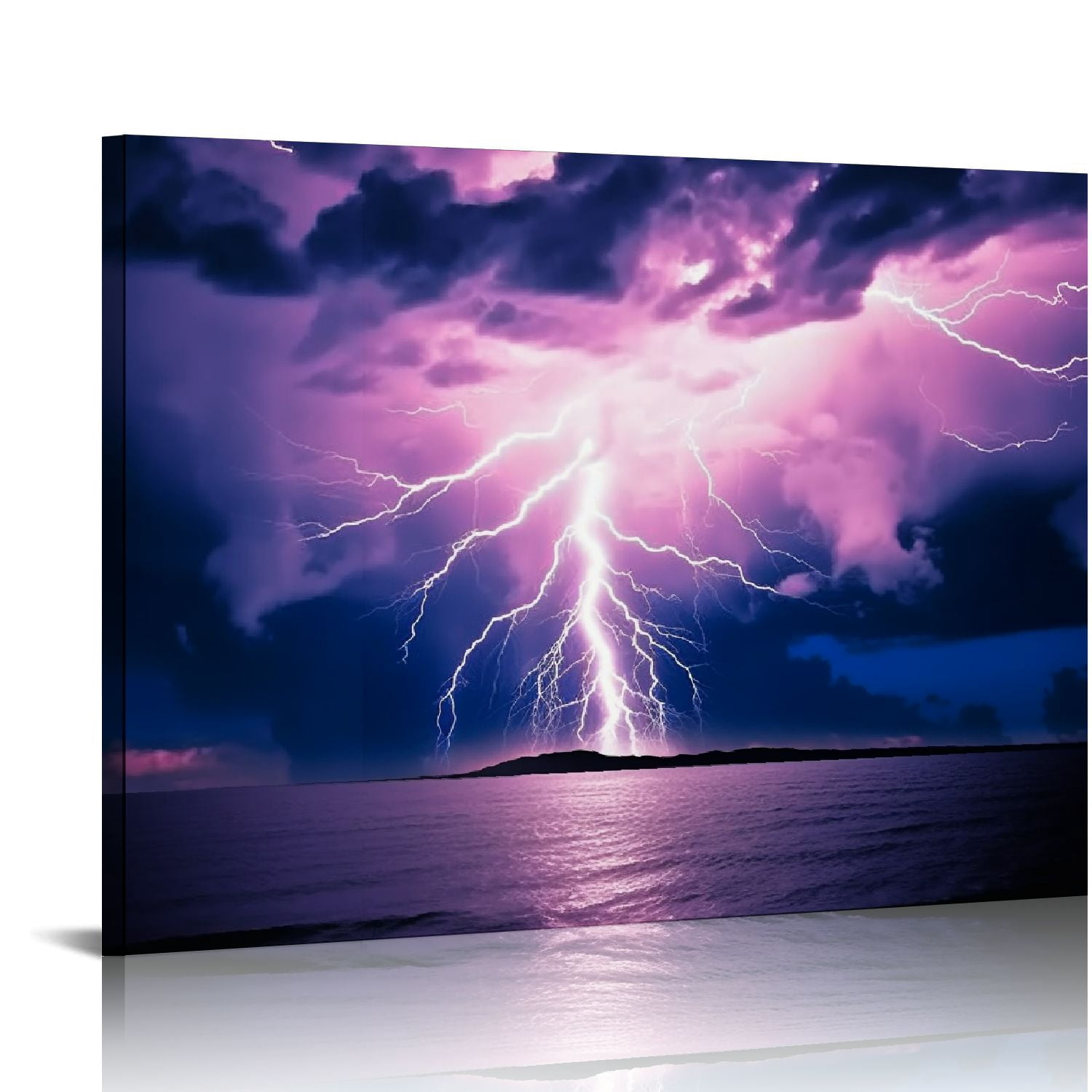 QFMY Lightning Seascape Wall Art Stormy Sea Ocean Wave Picture Prints ...
