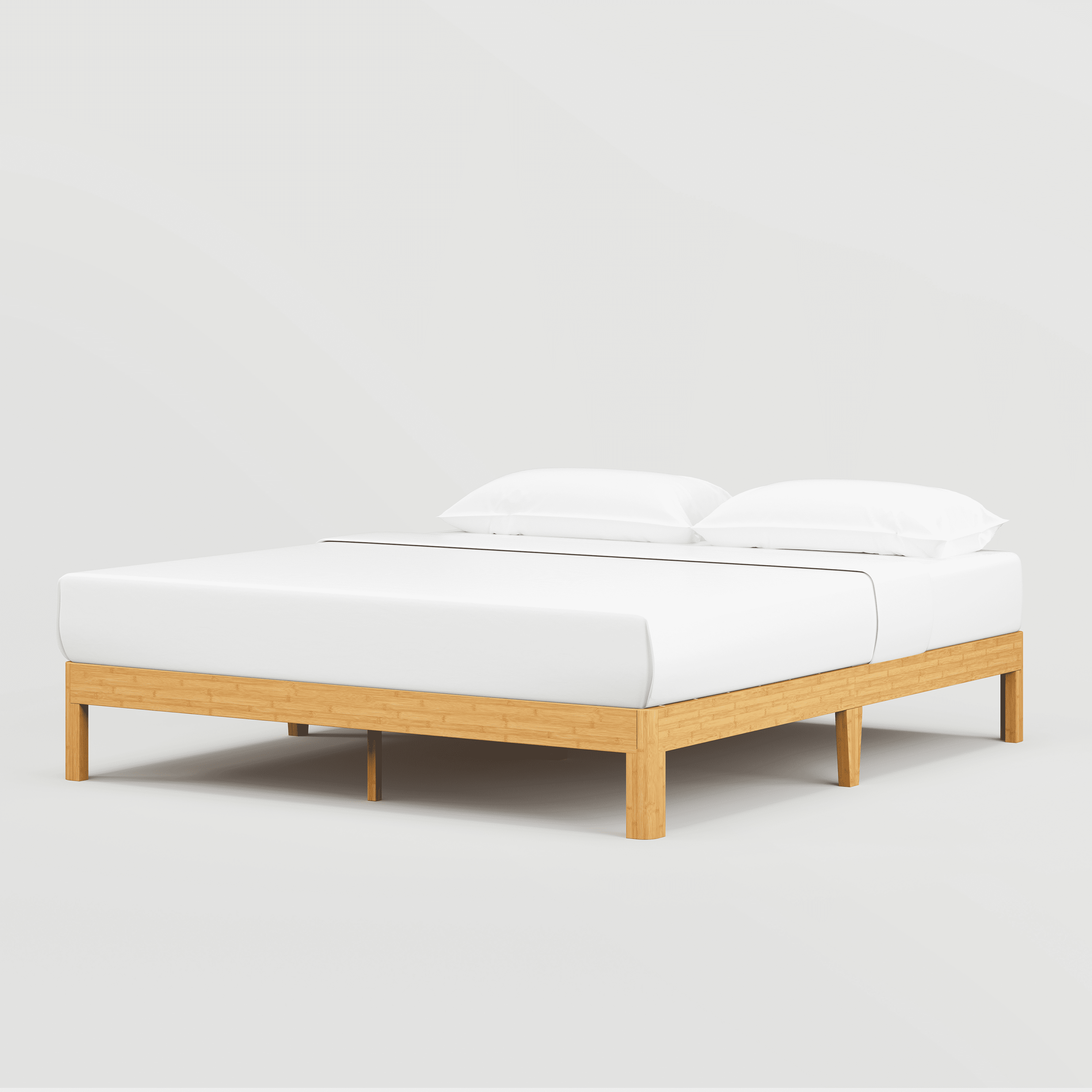 QFTIME 10 inch Full Size Bamboo Platform Bed Frame, Metal Slat Support ...
