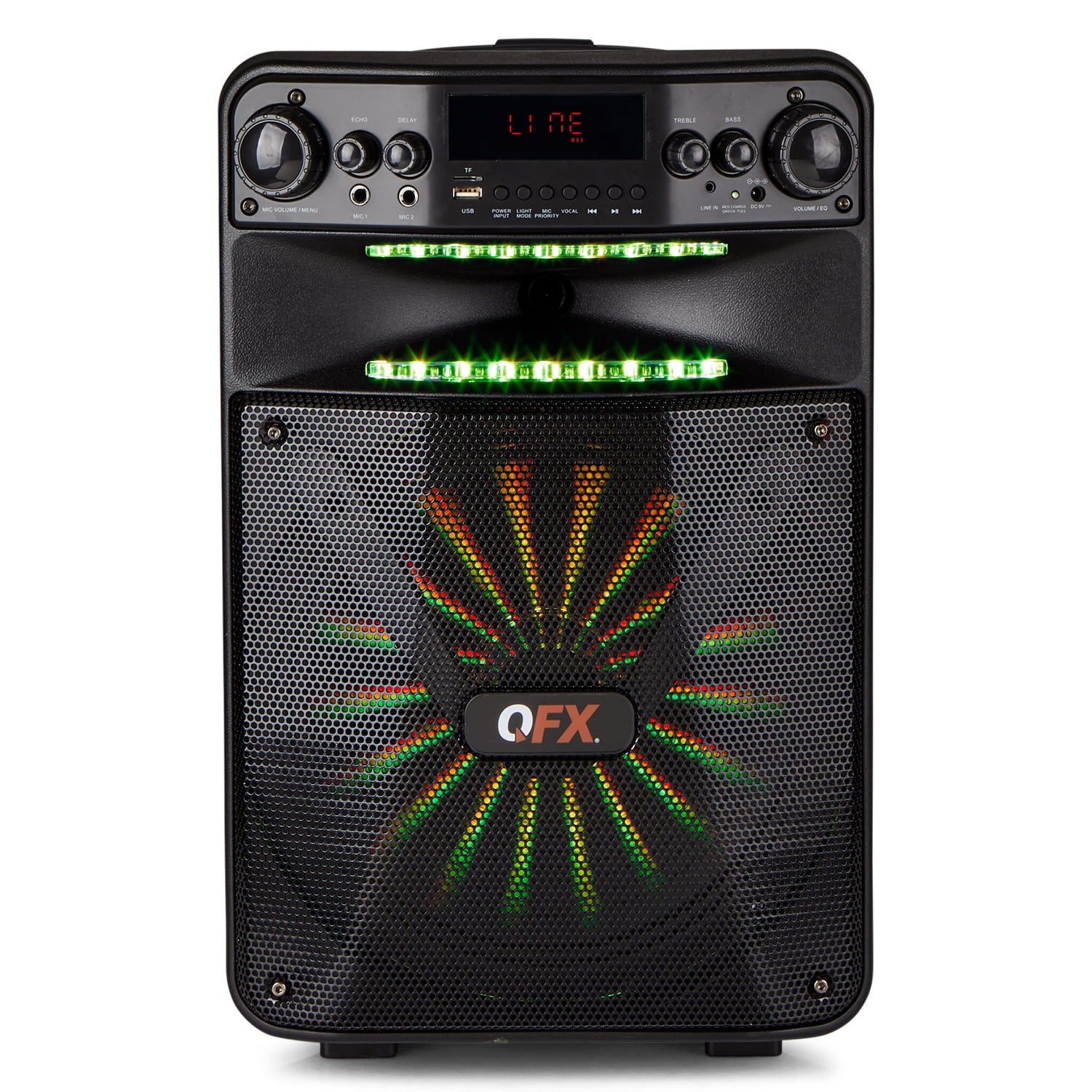 QFX 12" Bluetooth Rechargeable Speaker with LED Lights & Smart App ...