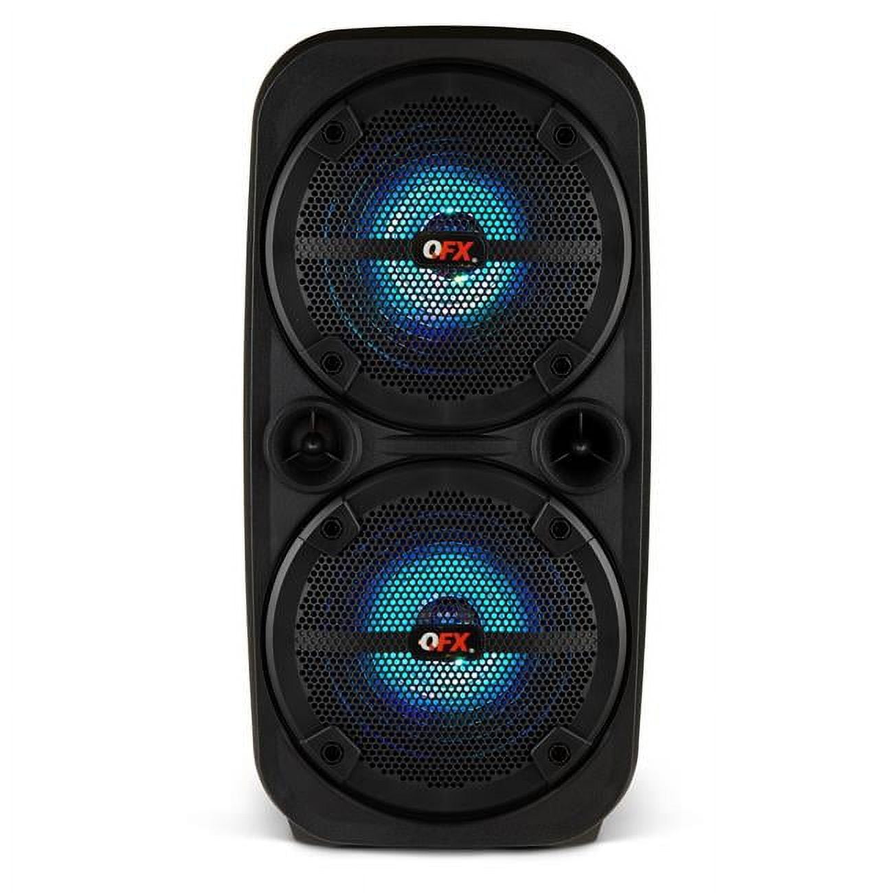 QFX 2 x 8 in. Bluetooth Rechargeable Speaker with Wireless Microphone ...