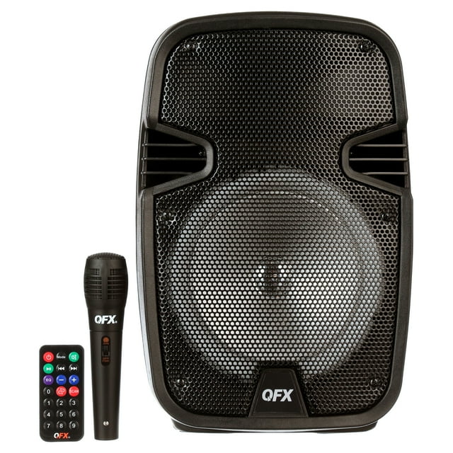 QFX 8” Bluetooth Speaker with LED Lights, Rechargeable, Includes Mic ...