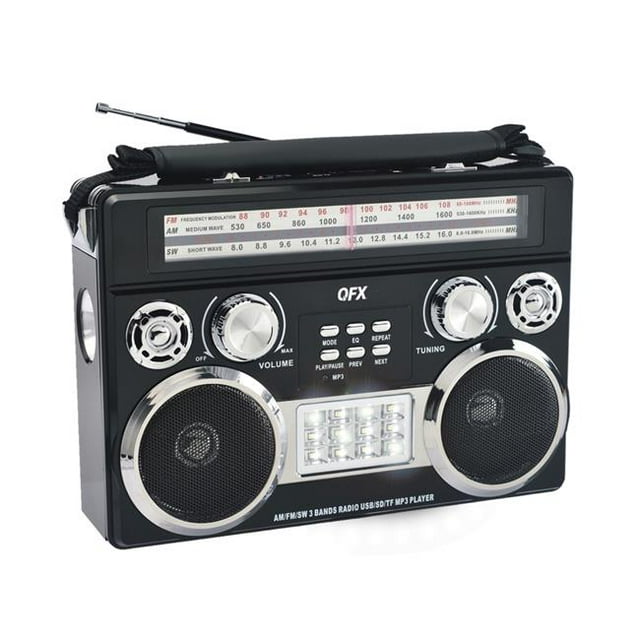 QFX R-333BT BLACK Portable Retro AM/FM/SW Radio with Bluetooth ...