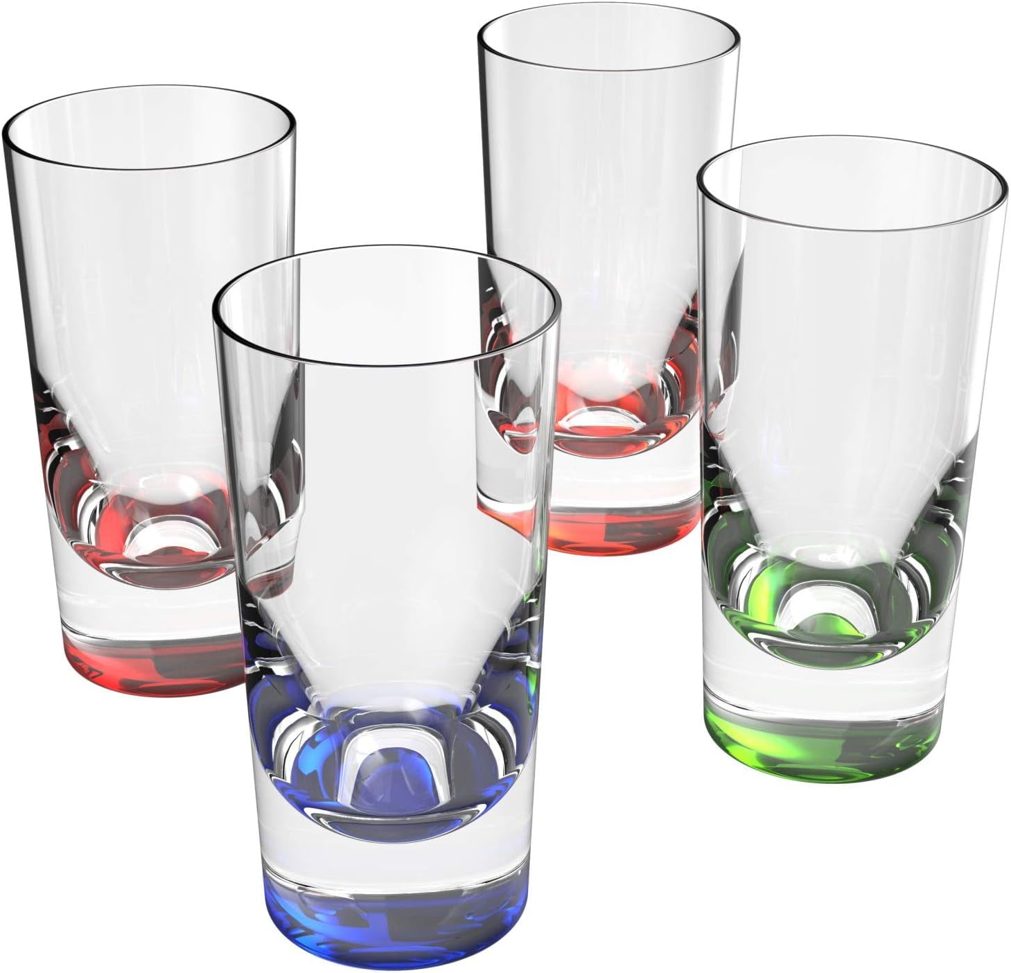 QG 12oz Clear Plastic Teardrop Drinking Glass with Heavy Colored Base ...