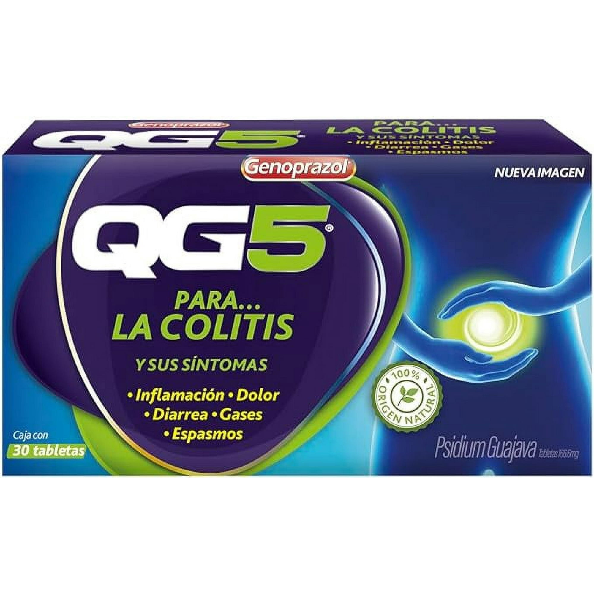 Genomma Lab QG5 30 Caps, Colitis Relief Tablets with Psidium Guajava ...