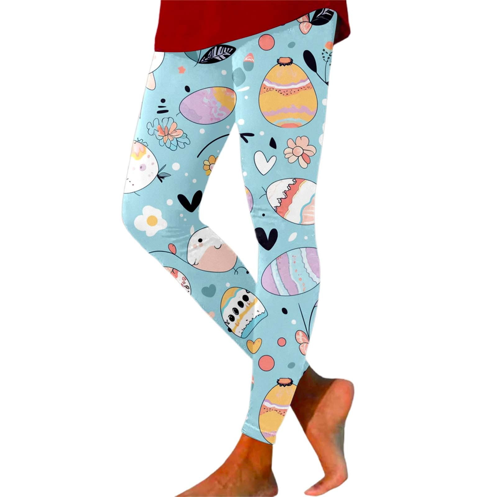 QHFBli Easter Leggings for Women Bunny Rabbit Egg Print Tummy Control ...