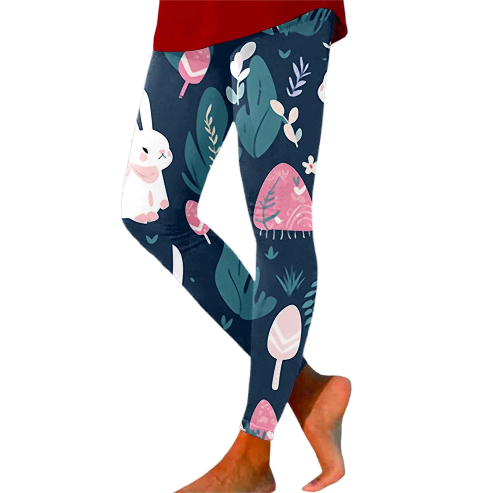 QHFBli Easter Leggings for Women Bunny Rabbit Egg Print Tummy Control ...