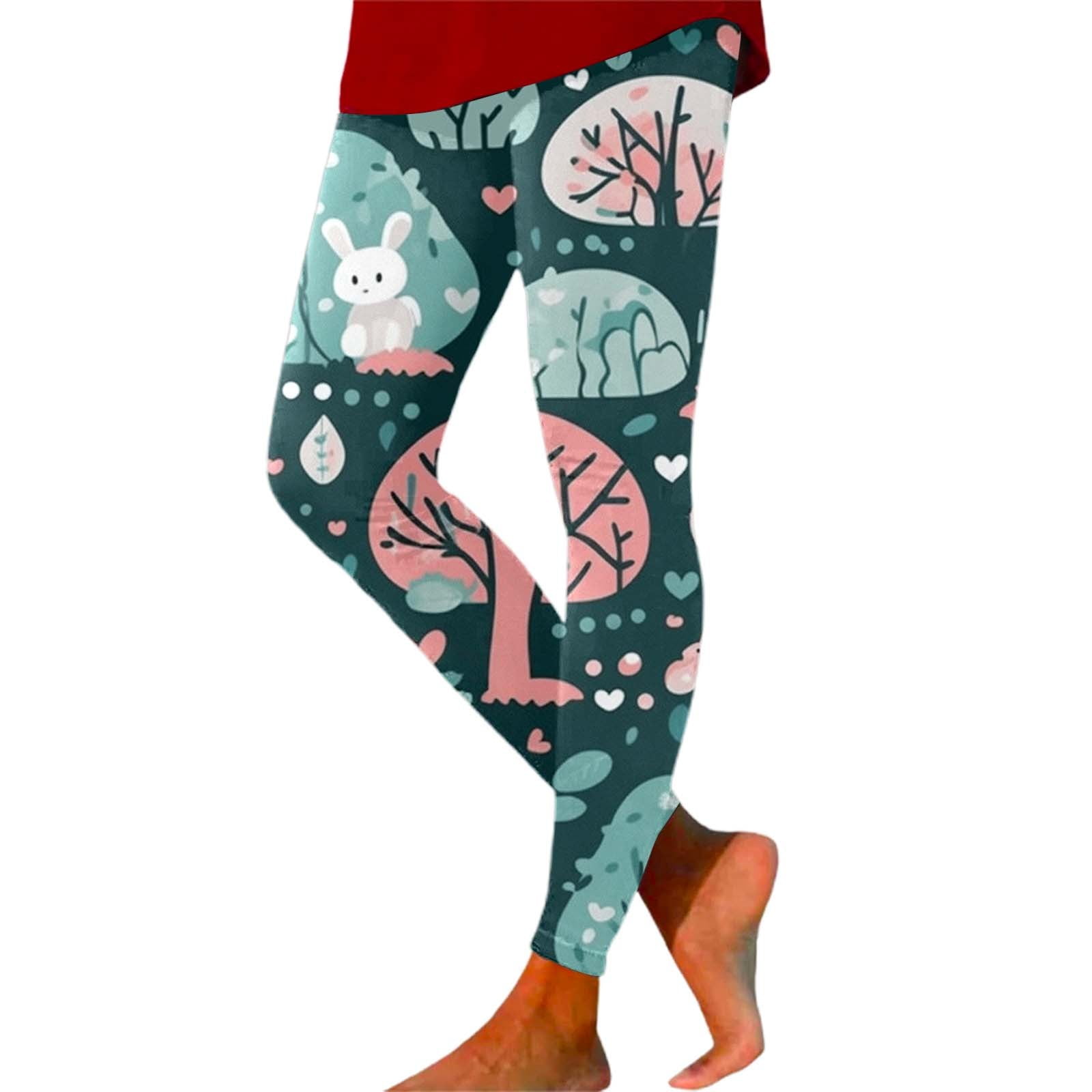 QHFBli Easter Leggings for Women Bunny Rabbit Egg Print Tummy Control ...