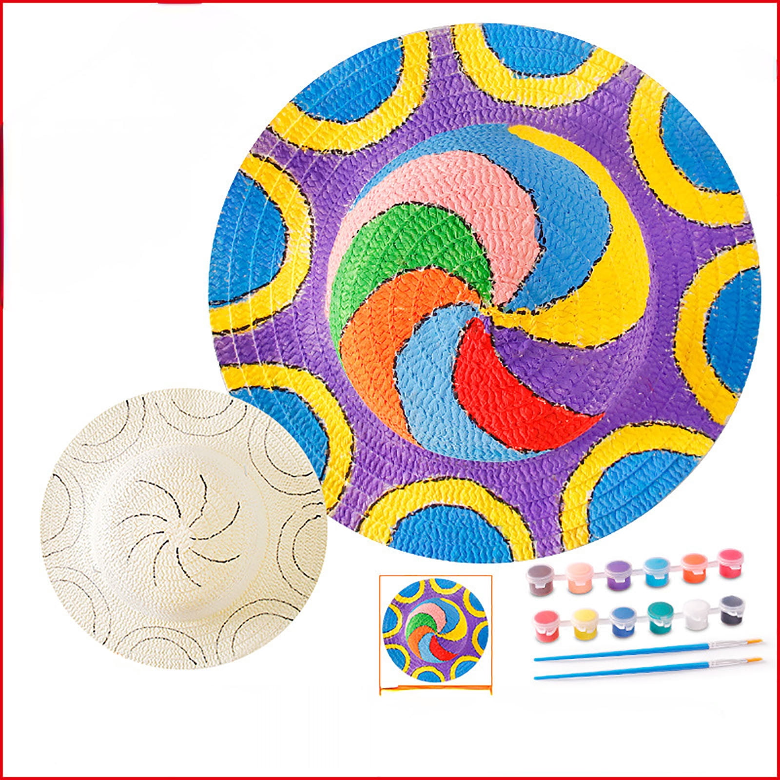 QHFBli Kids DIY Craft Straw Hats - Paint Your Own Easter Hat Kit with ...