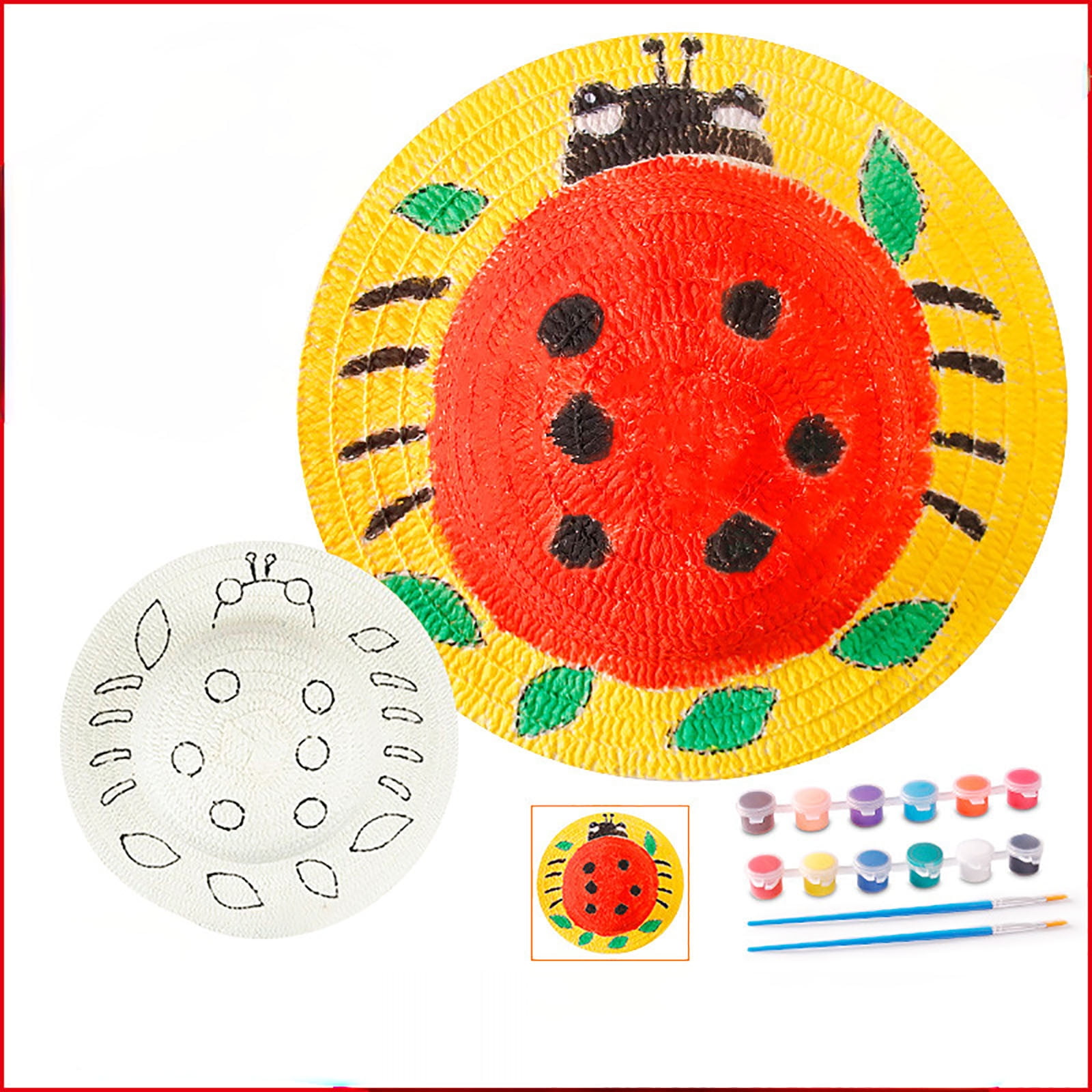 QHFBli Kids DIY Craft Straw Hats - Paint Your Own Easter Hat Kit with ...