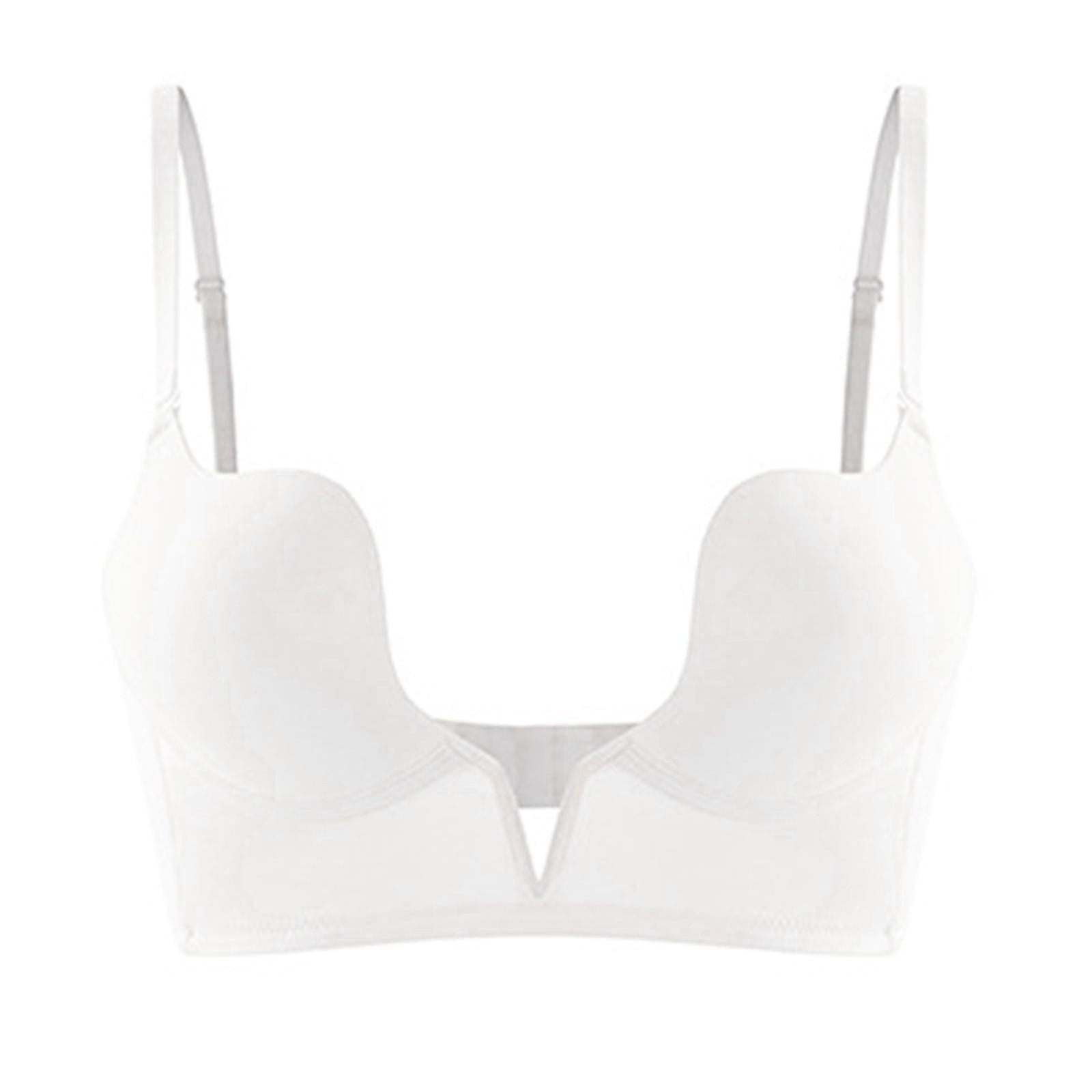 QHFBli Low Back Bras-Seamless Deep-V Plunge Invisible Backless Bra ...