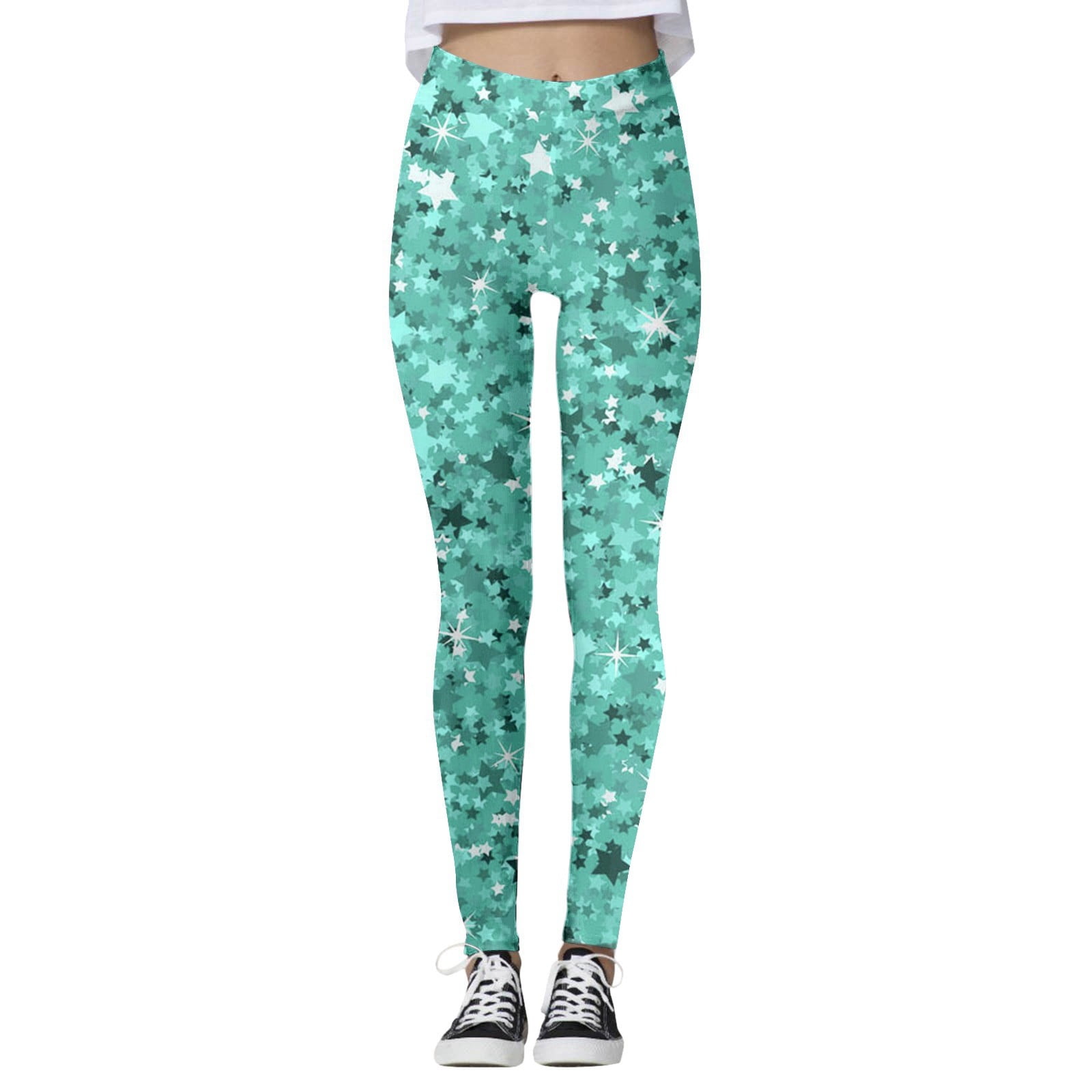 QHFBli Mardi Gras Leggings for Women Shiny Legging Pants High Waisted ...