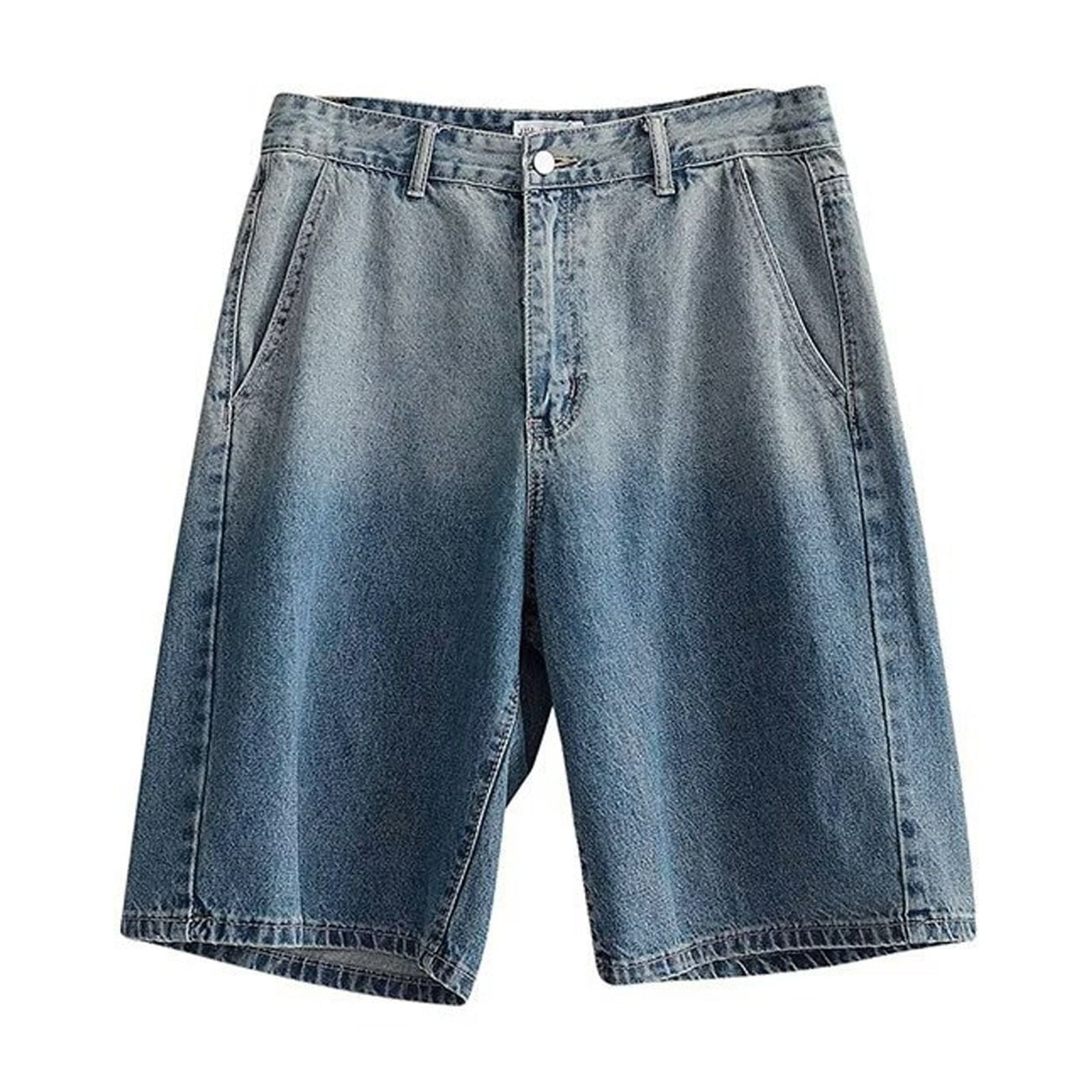 QHFBli Men's Denim Shorts 11" Inseam Slim Fit Stretch Ripped Short ...
