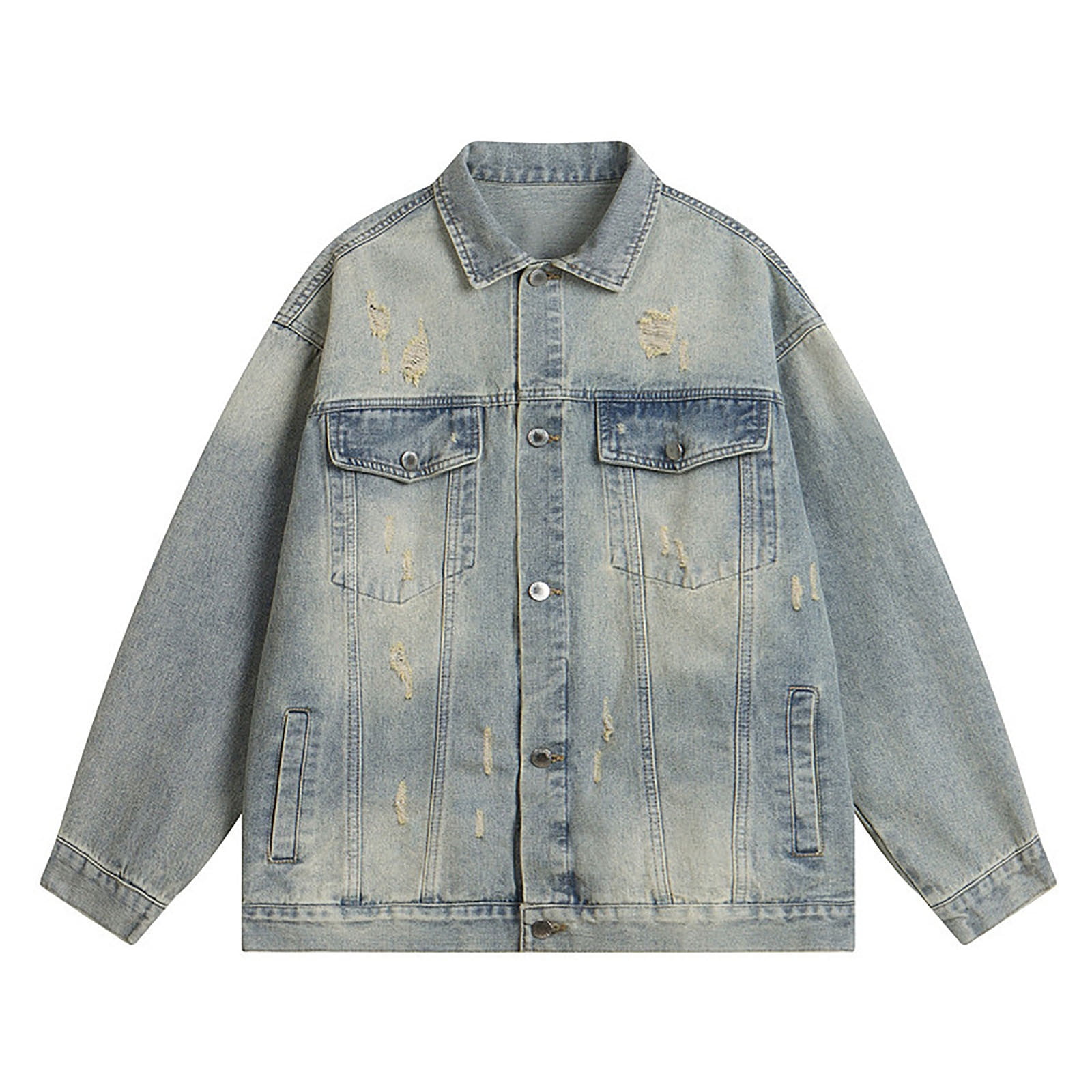 QHFBli Men's Lightweight Denim Jacket Men's Distressed Denim Jacket ...