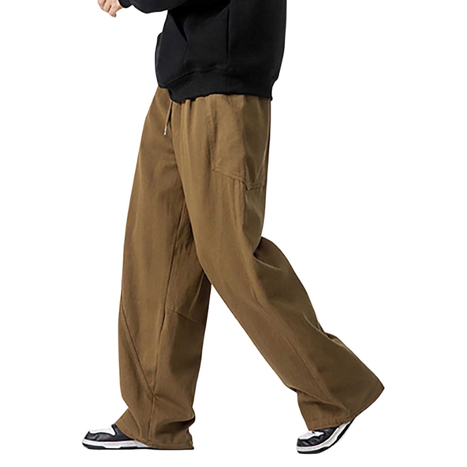 QHFBli Mens Baggy Cargo Pants Casual Parachute Cargo Pants Loose Fit ...