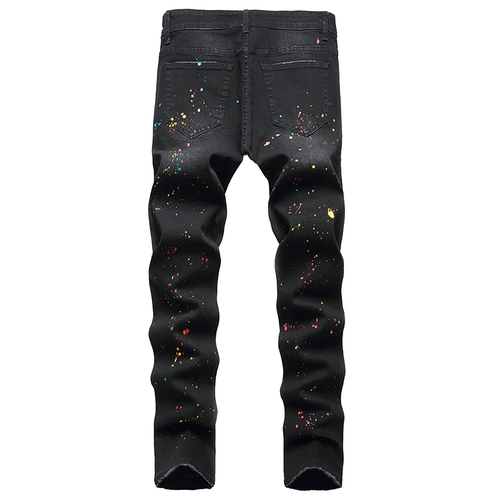 QHFBli Mens Baggy Jeans Trend Ripped Nostalgic Big Tattered Denim ...