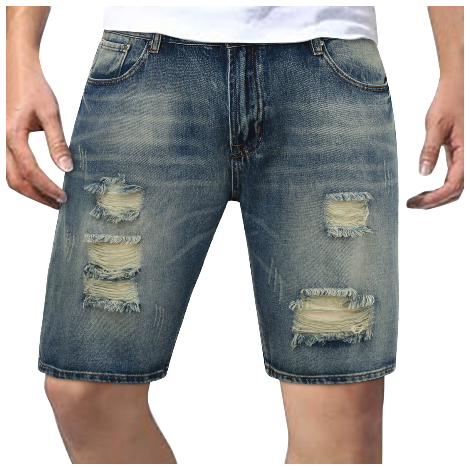 QHFBli Mens Loose Denim Shorts Jean Jorts Shorts Men Slim Fashion ...