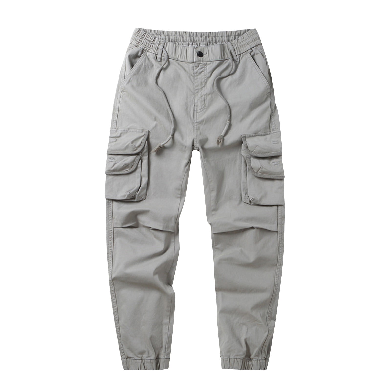 QHFBli Mens Multi Pockets Cargo Pants Button Fly Military Combat ...