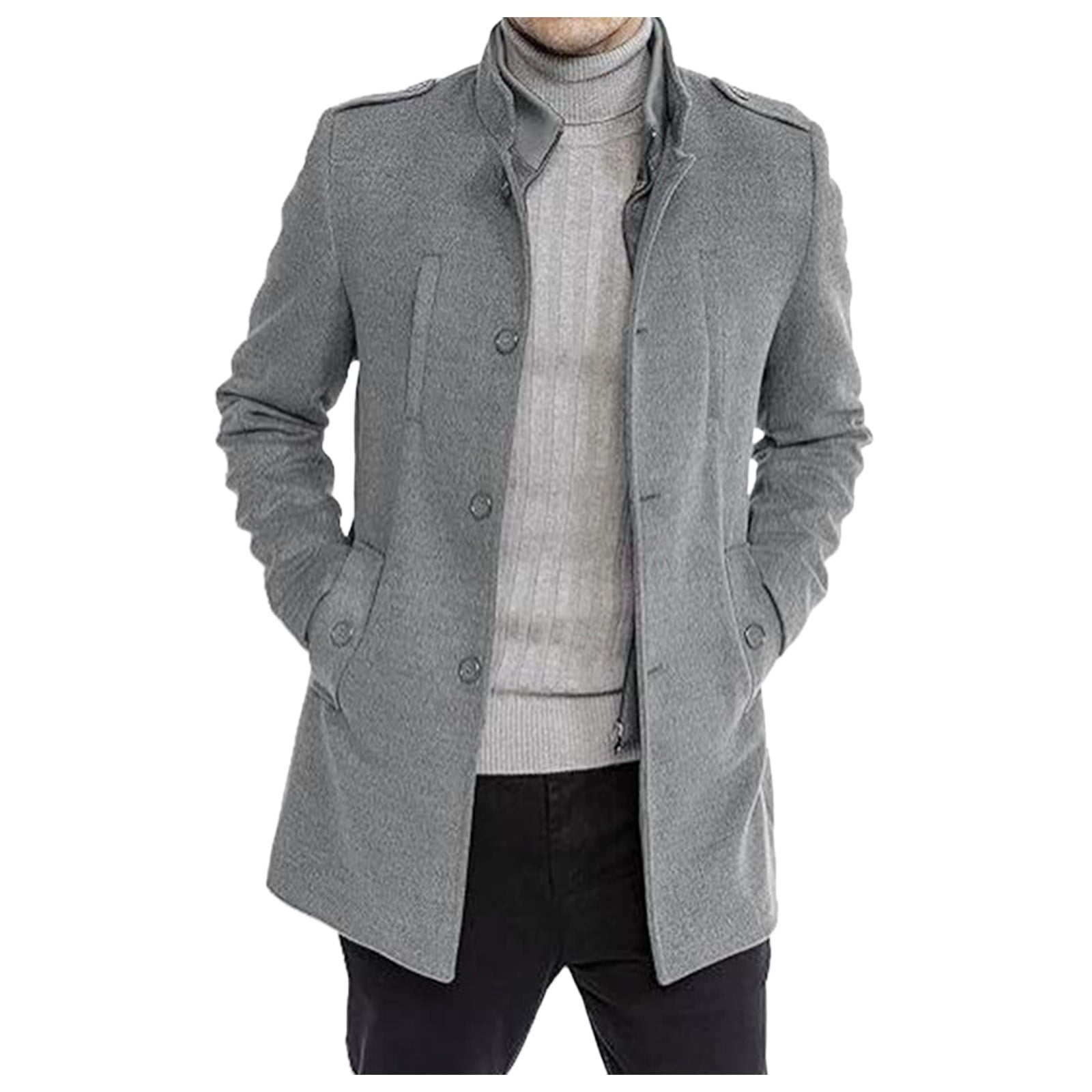 QHFBli Mens Trench Coat for Winter Men's Winter Wool Overcoat ...