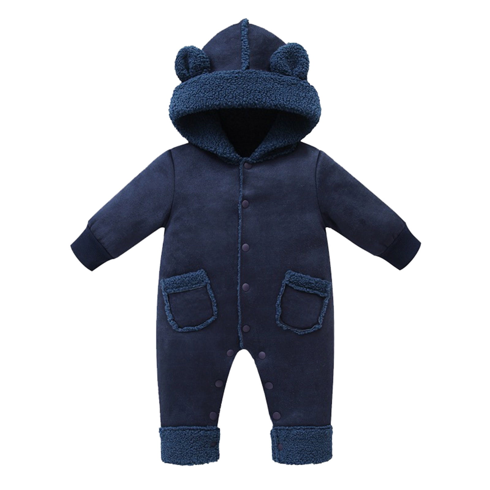 QHFBli Newborn Baby Bear Outfit With Fold-Over Mittens and Footies ...