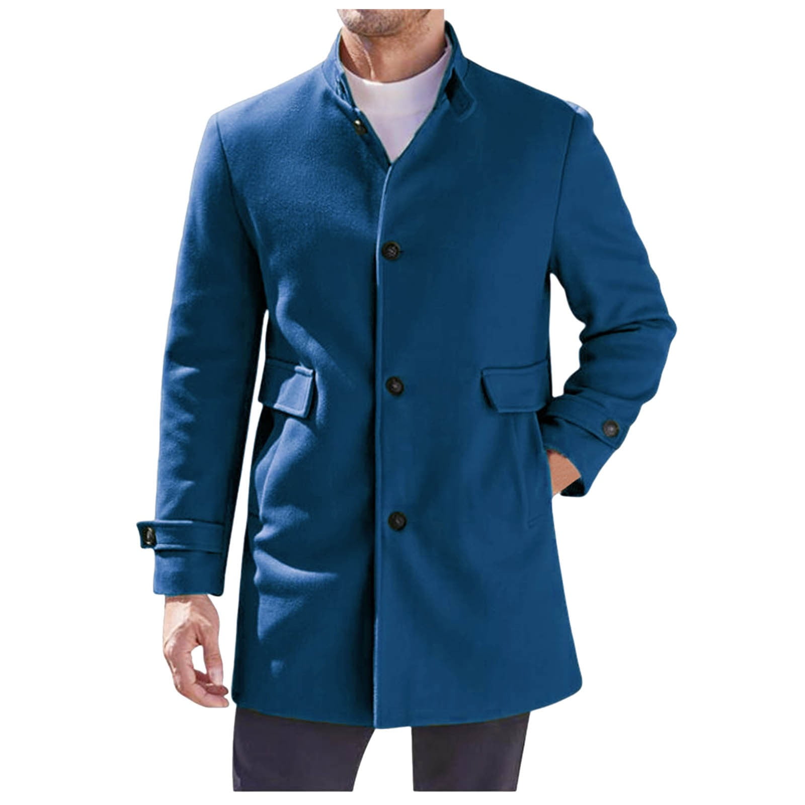 QHFBli Oversized Mens Trench Coat Men's Winter Wool Overcoat Long ...