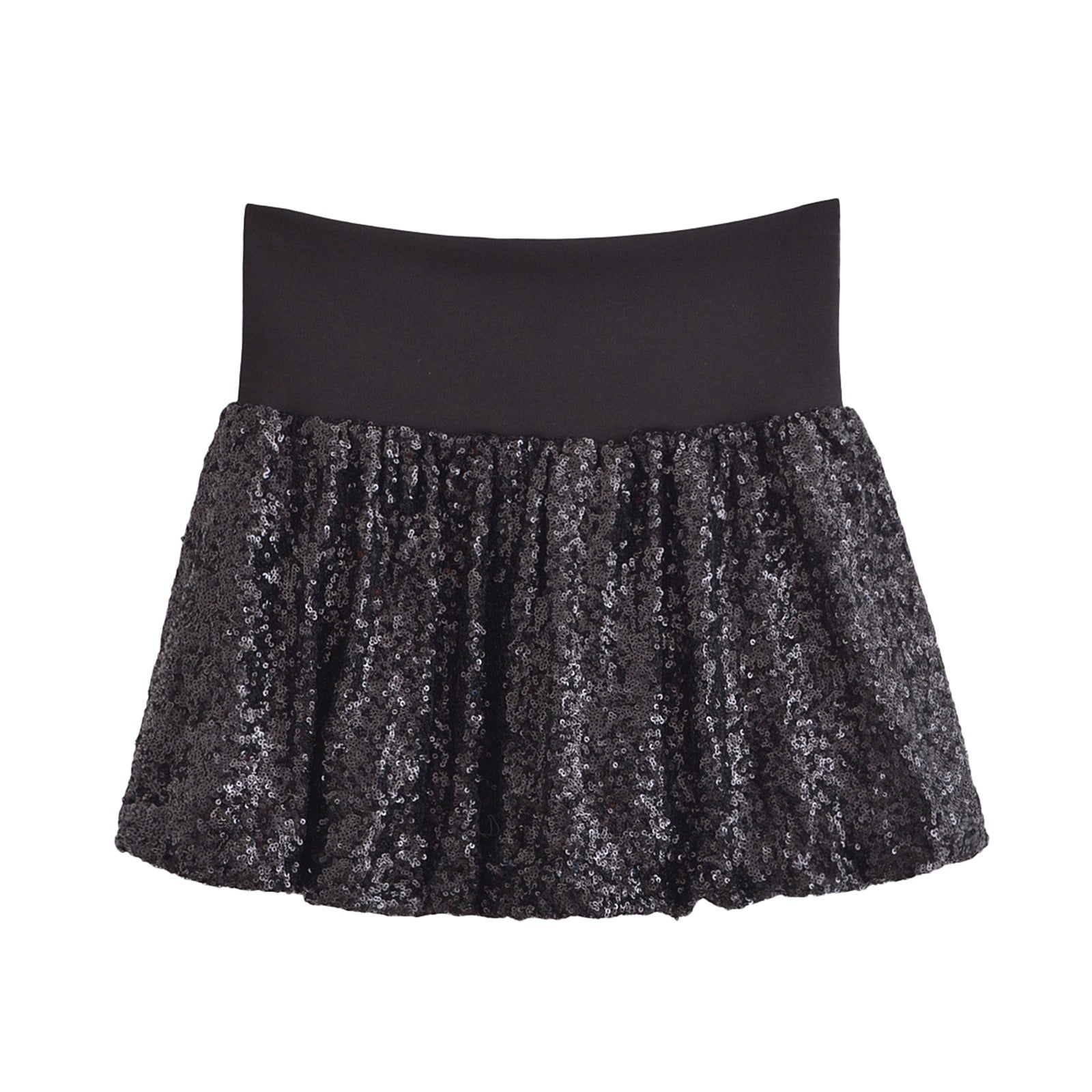 QHFBli Sequin Skirt for Girls Kids Elastic Waist A-Line Sparlky Mini ...