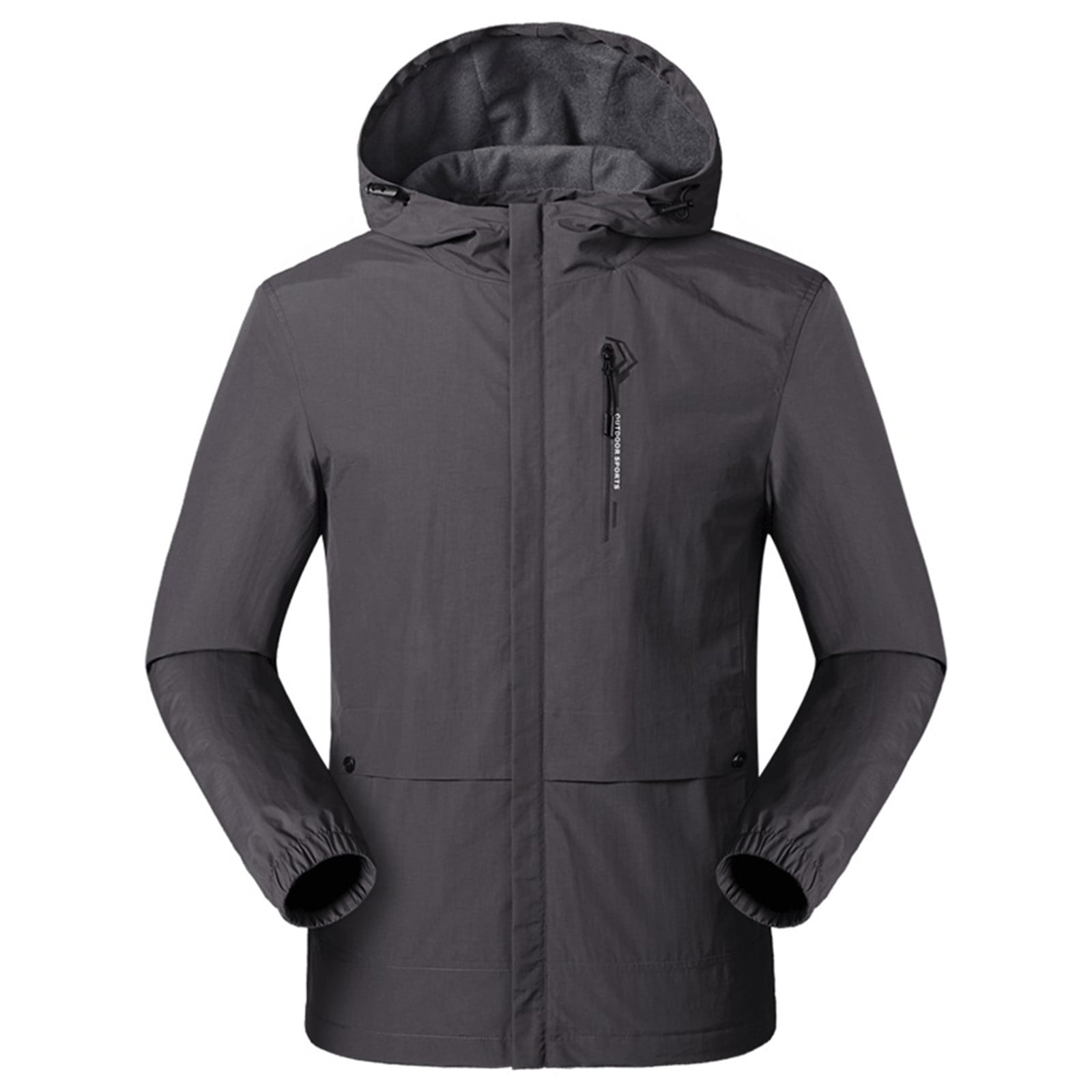 QHFBli Weekend Outfit Jacket Men Men's Solid Color Outdoor Hooded Rain ...