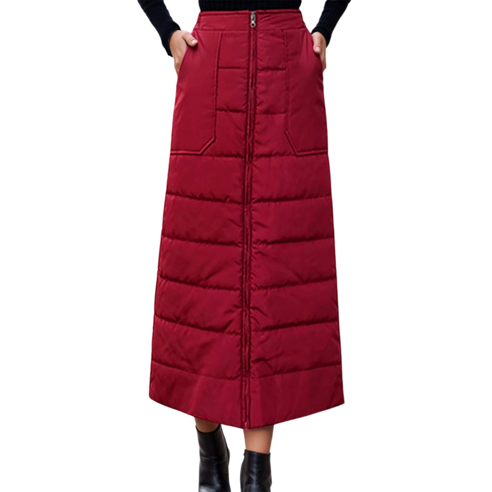 QHFBli Women's Puffer Quilted Skirt Winter Insulated Warm High Waist ...