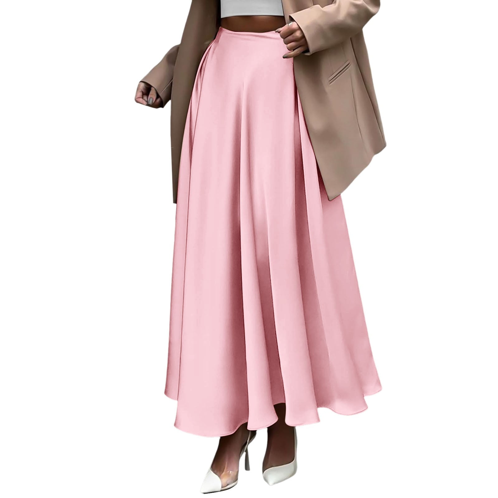QHFBli Womens High Waist Satin Skirts Summer Fall Outfits 2025 Elegant ...