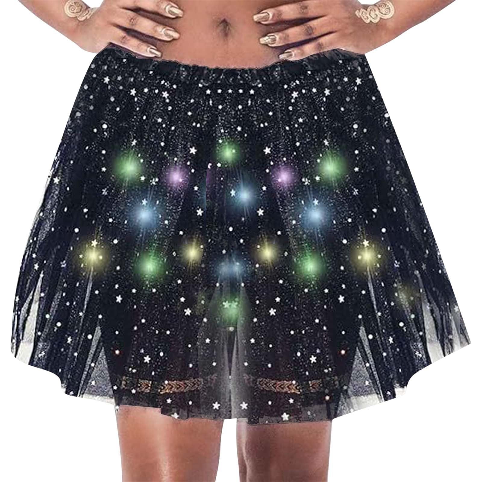 QHFBli Womens LED Skirt Light Up Tutus Glow Tulle Dance Skirts Party ...