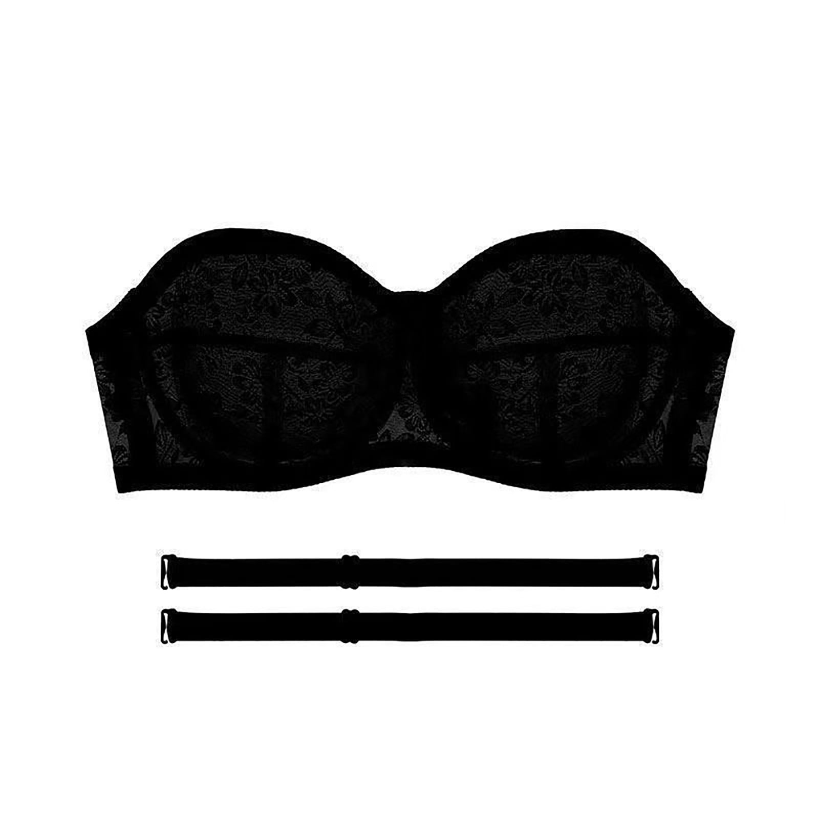 QHFBli Womens Plus Size Strapless Bras Front Closure Bandeau Half Push ...