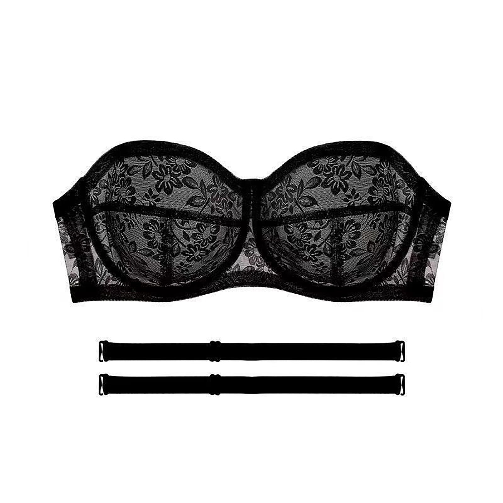 QHFBli Womens Plus Size Strapless Bras Front Closure Bandeau Half Push ...