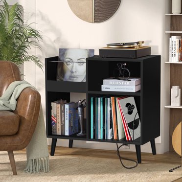 DWVO Vinyl Storage Table, Display Record Player Stand for 200 Albums ...