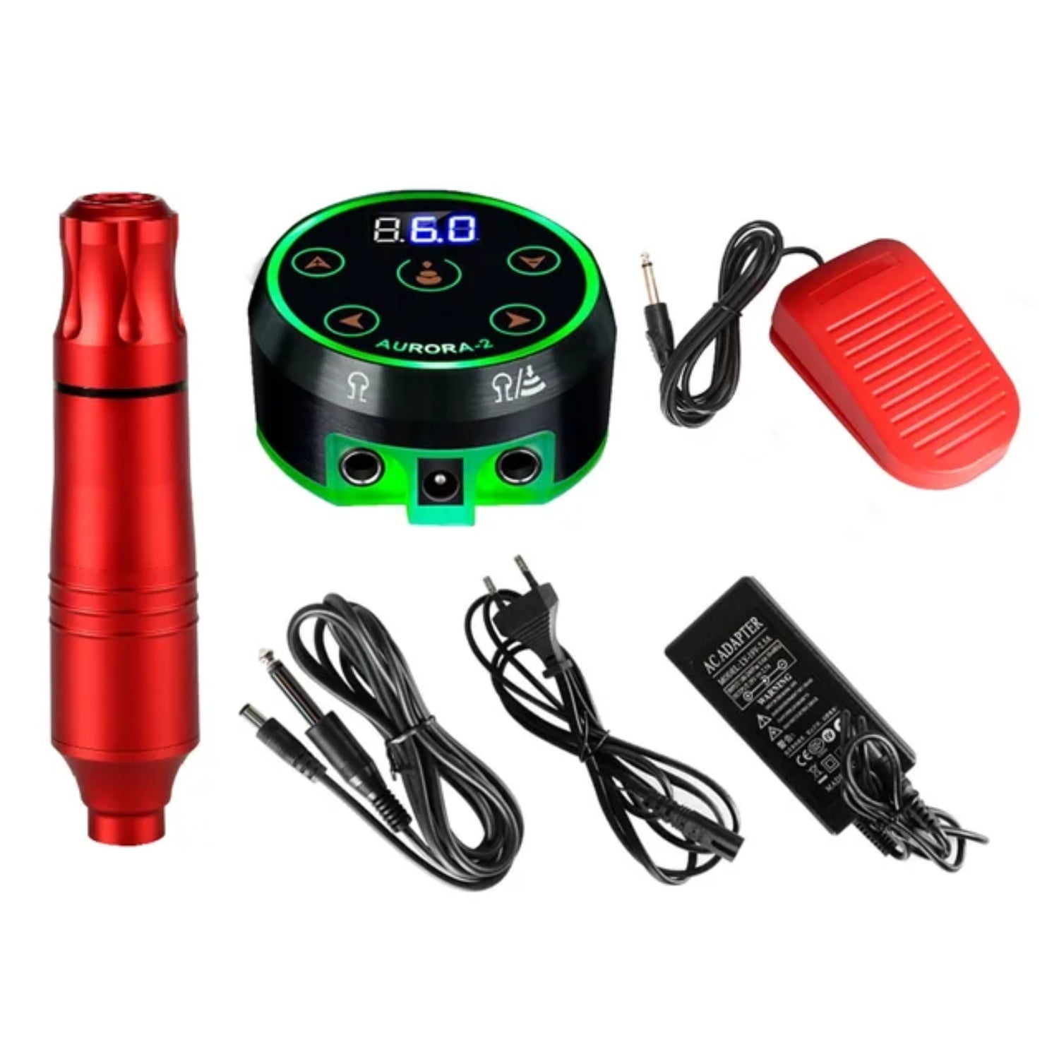 QHNGJZ Professional DC Tattoo Machine Kit Rotary Pen Set Aurora 2 Mini ...