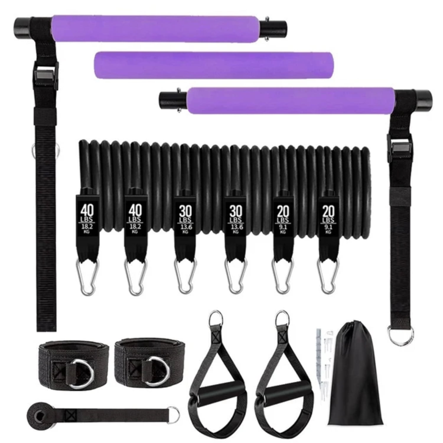 QHNGJZ Resistance Band Portable Pilates Stick Fitness Full Body ...