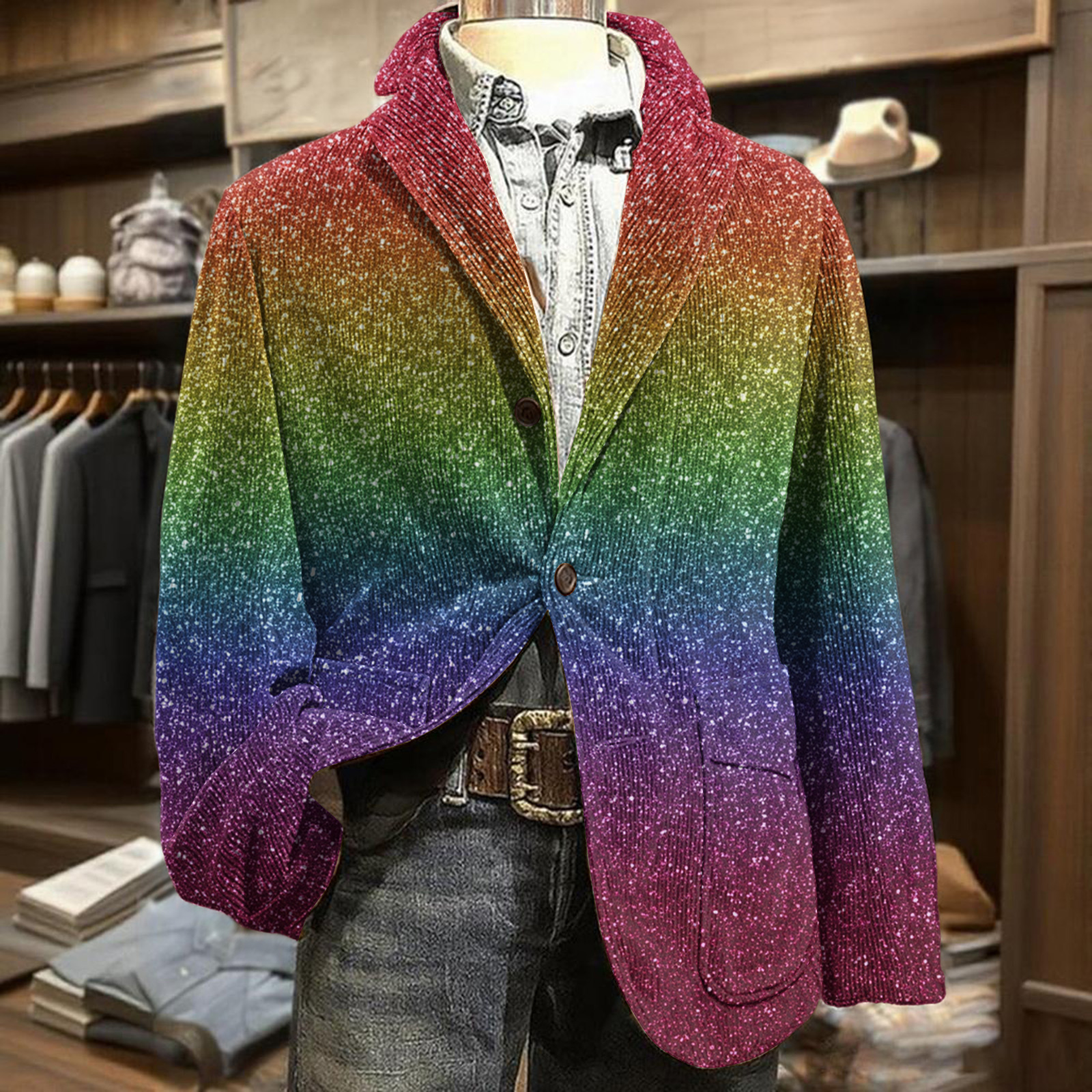 QHRMKOG 2026 Mardi Gras Blazer for Men Relaxed Fit Carnival Graphic ...