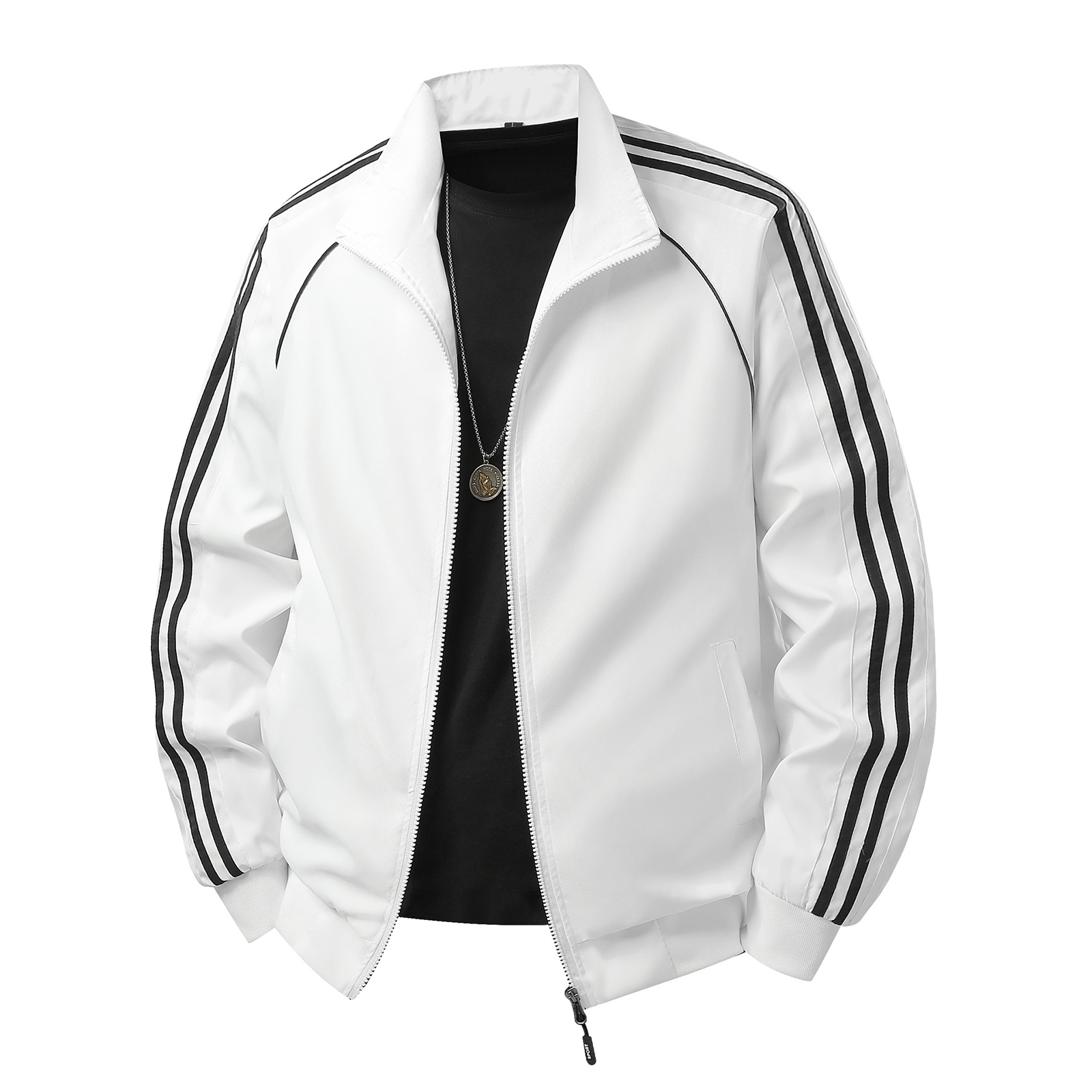 QHRMKOG Jackets for Men Fashion Color Block Full-Length Sleeve Zip Up ...