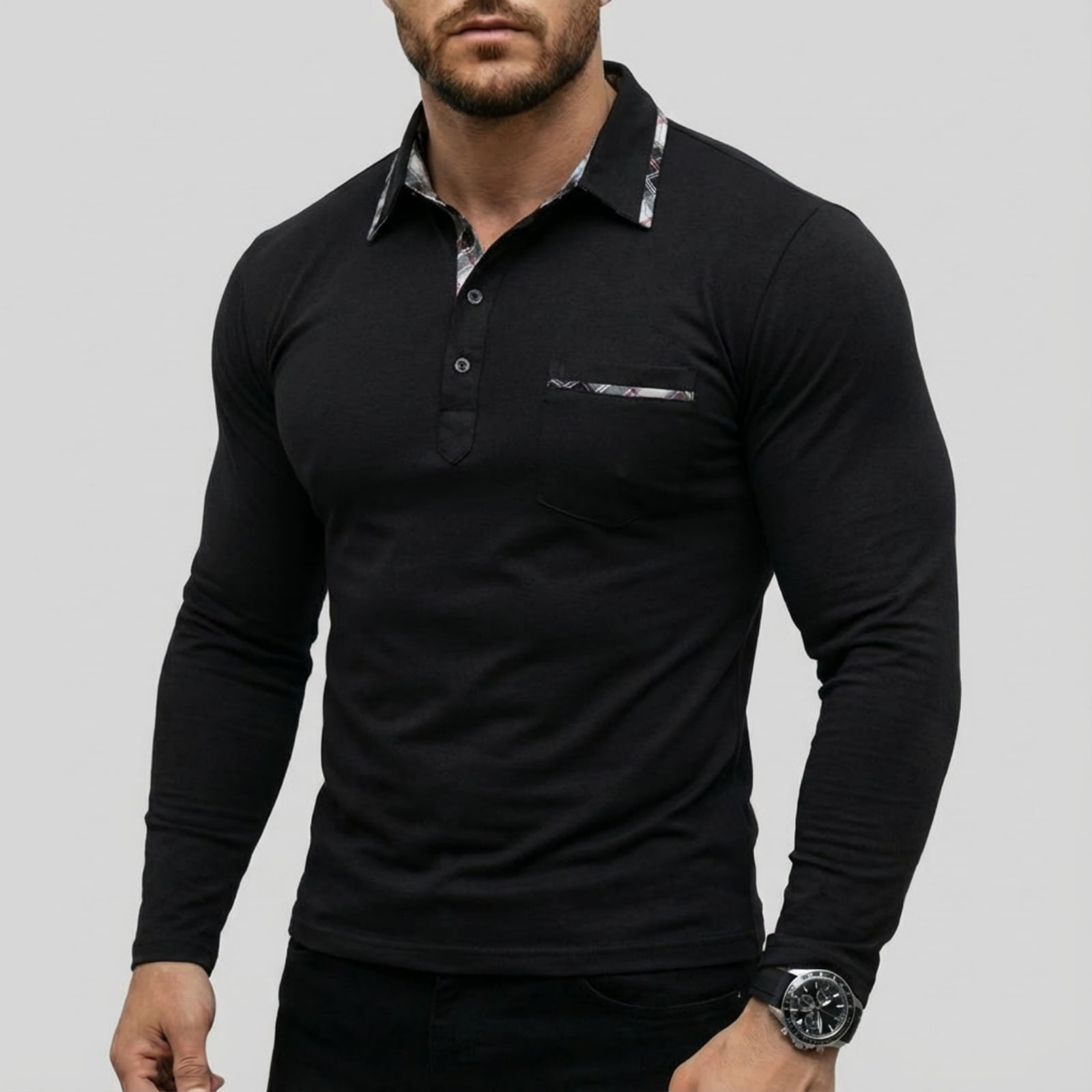 QHRMKOG Men Polo Shirts Loose Fit Button Down Collared Golf Shirt ...