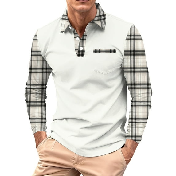 QHRMKOG Mens Polo Shirt Loose Fit Button Down Collared Golf Shirt ...