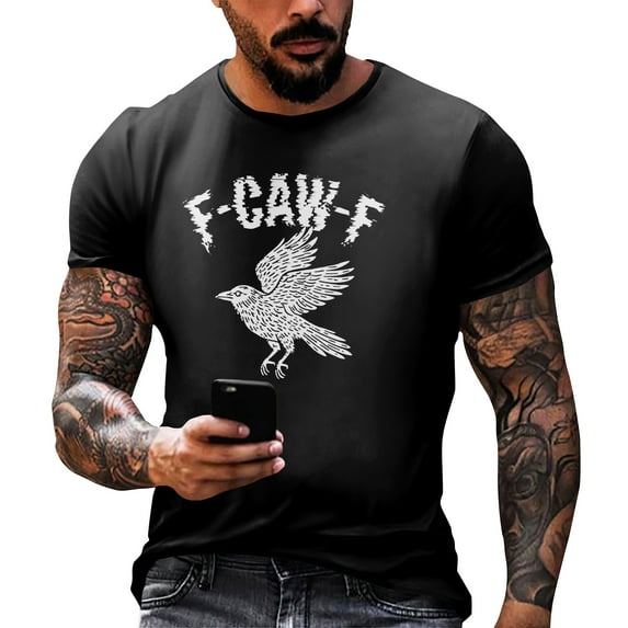 QHRMKOG Mens T-Shirts Fuuny F Caw F Crow Tshirt Slim Fit Shirts Casual ...