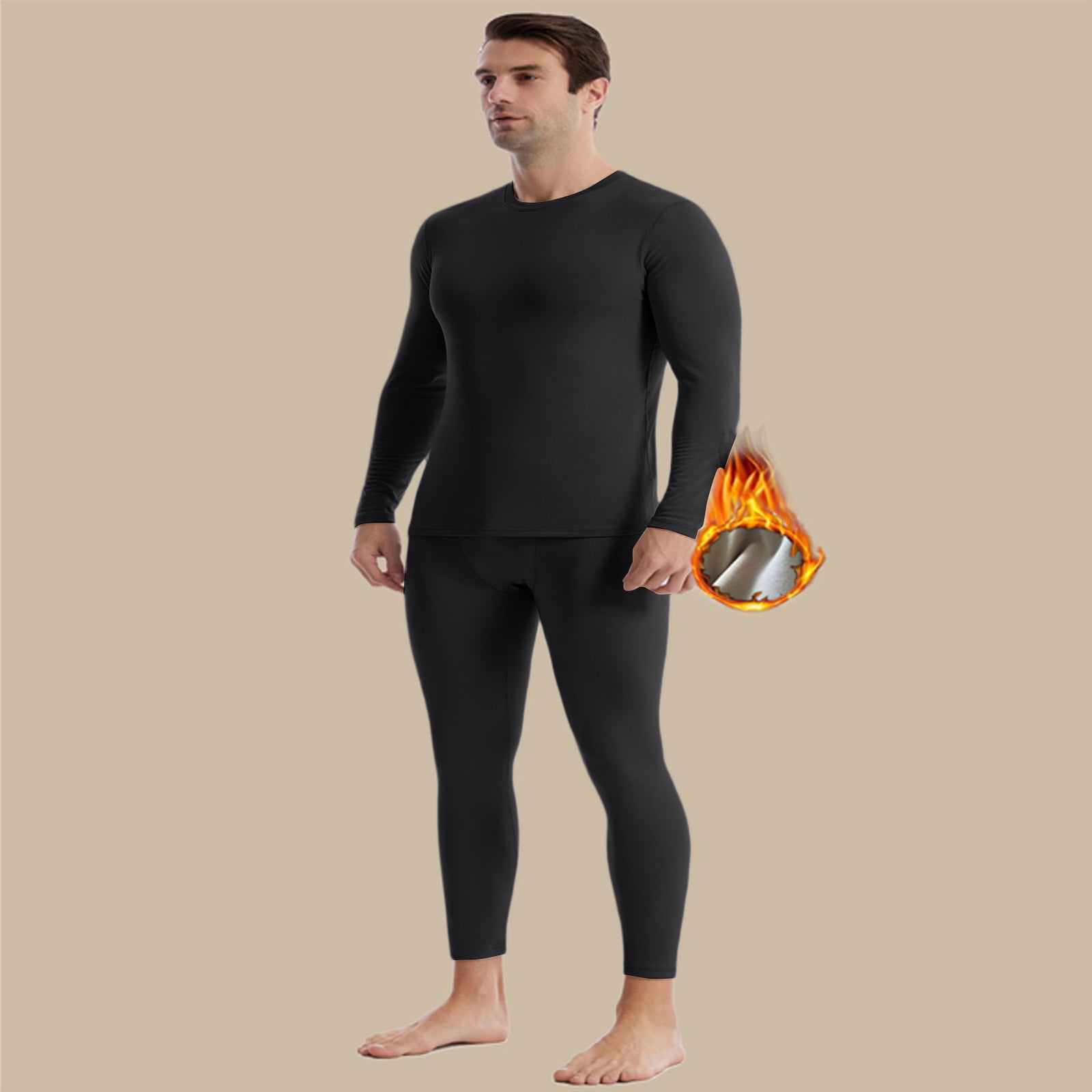 QHRMKOG Ropa Termica Hombre Frio Mens Cozy Thermals Top and Bottom Set ...