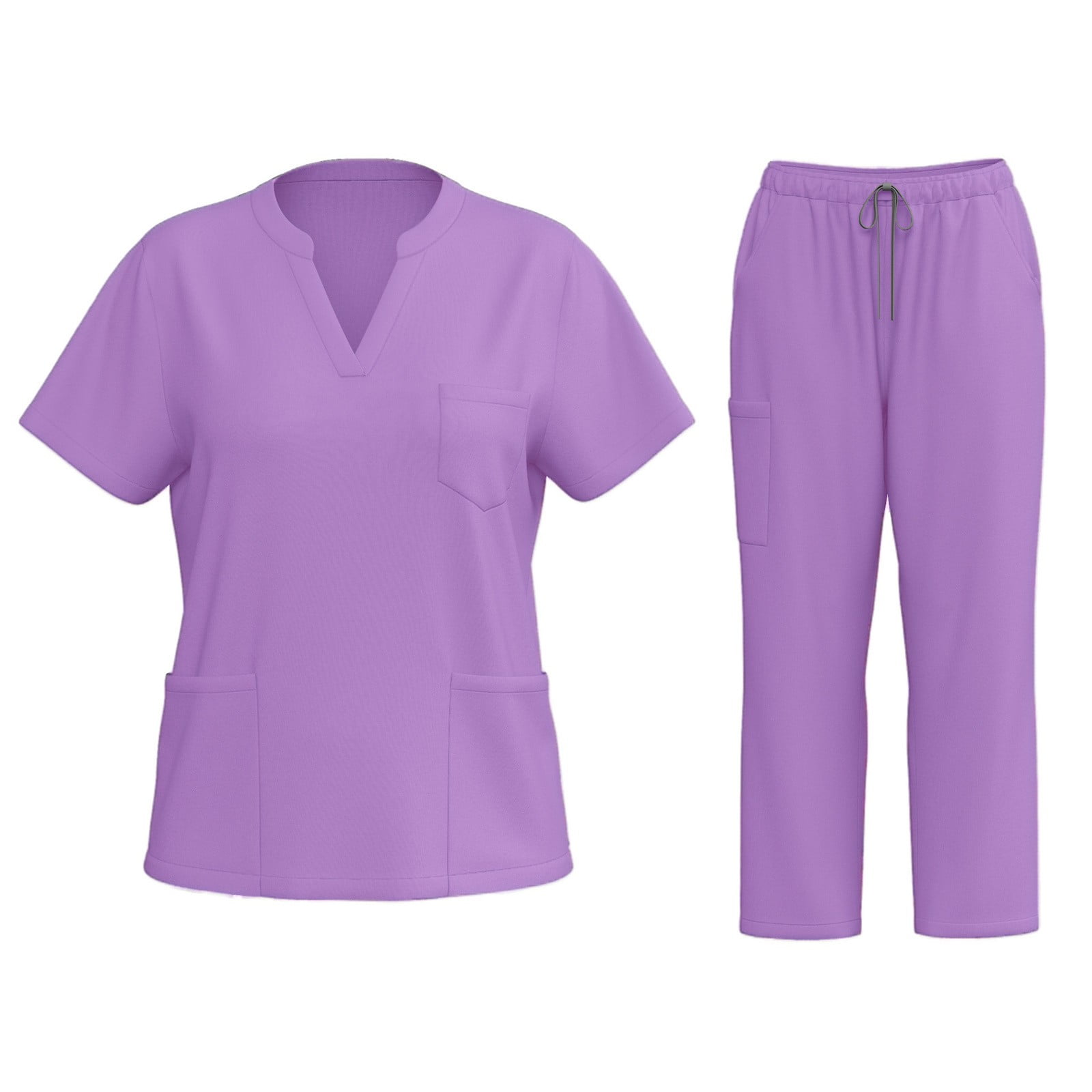 QHRMKOG Scrub Sets for Woman , Modern V Neck Top & Jogger Pant with Multi Pockets Nurse Stretch ...