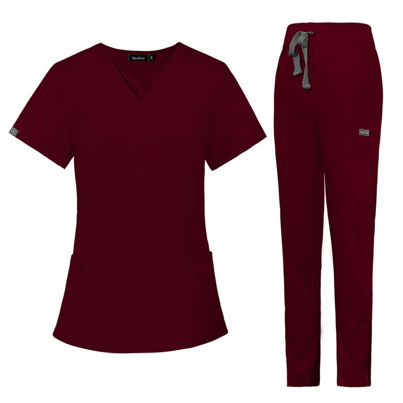 QHRMKOG Womens Scrub Suits , Comfort V Neck Top & Jogger Pants with ...