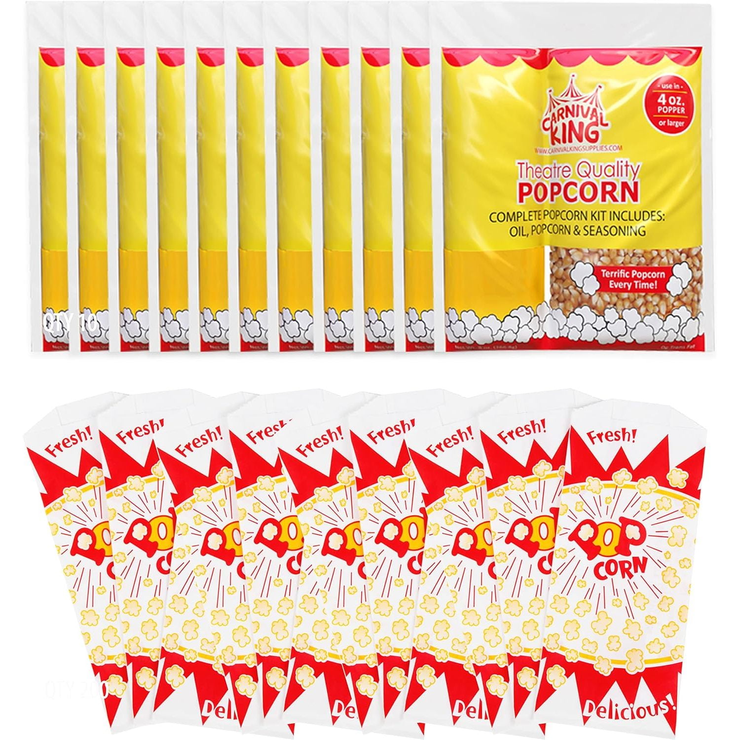 Popcorn Machine Supplies Set Refill, 10 Bags Of Popcorn Kernels Kit ...