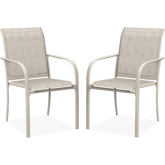 QHTER Patio Dining Chairs Set of 2, Stackable Outdoor Metal Chairs for ...