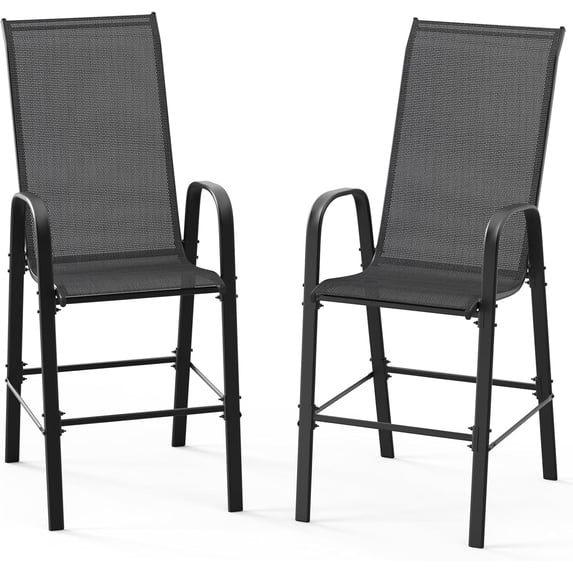QHTER Set of 2 Stackable Outdoor Bar Stools – Sling Chairs with High ...