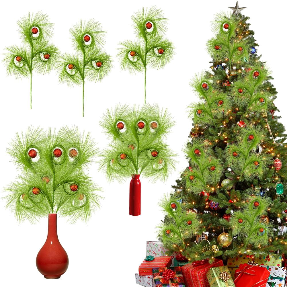 QHUDLV 10pcs Green Furry Christmas Picks, 17 Christmas Tree Topper Lime ...