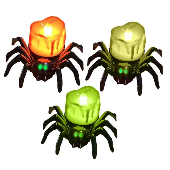 QHUDLV 12 Pcs Halloween Spider LED Tea Lights, Flameless Electric ...